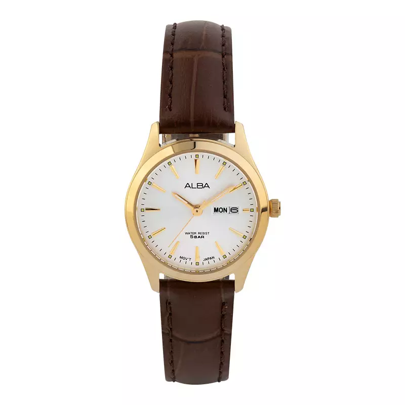 Jual Alba Jam Tangan Wanita Alba AN8094X1 Ladies Silver Dial Brown ...