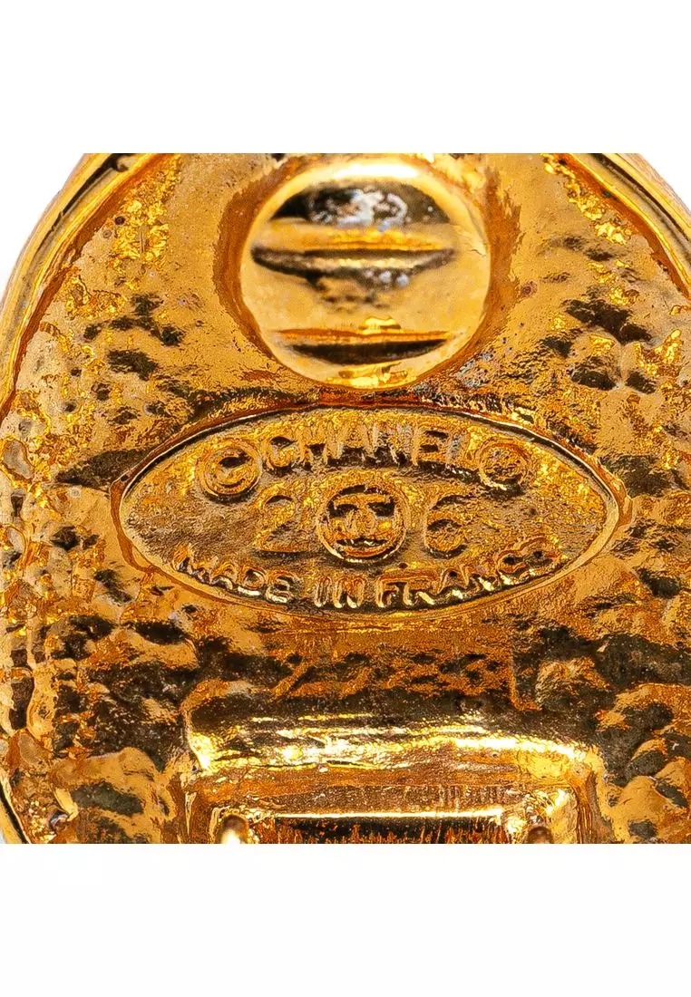 Buy Chanel Pre-Loved Chanel Gold Plated Cc Crown Clip On Earrings ...