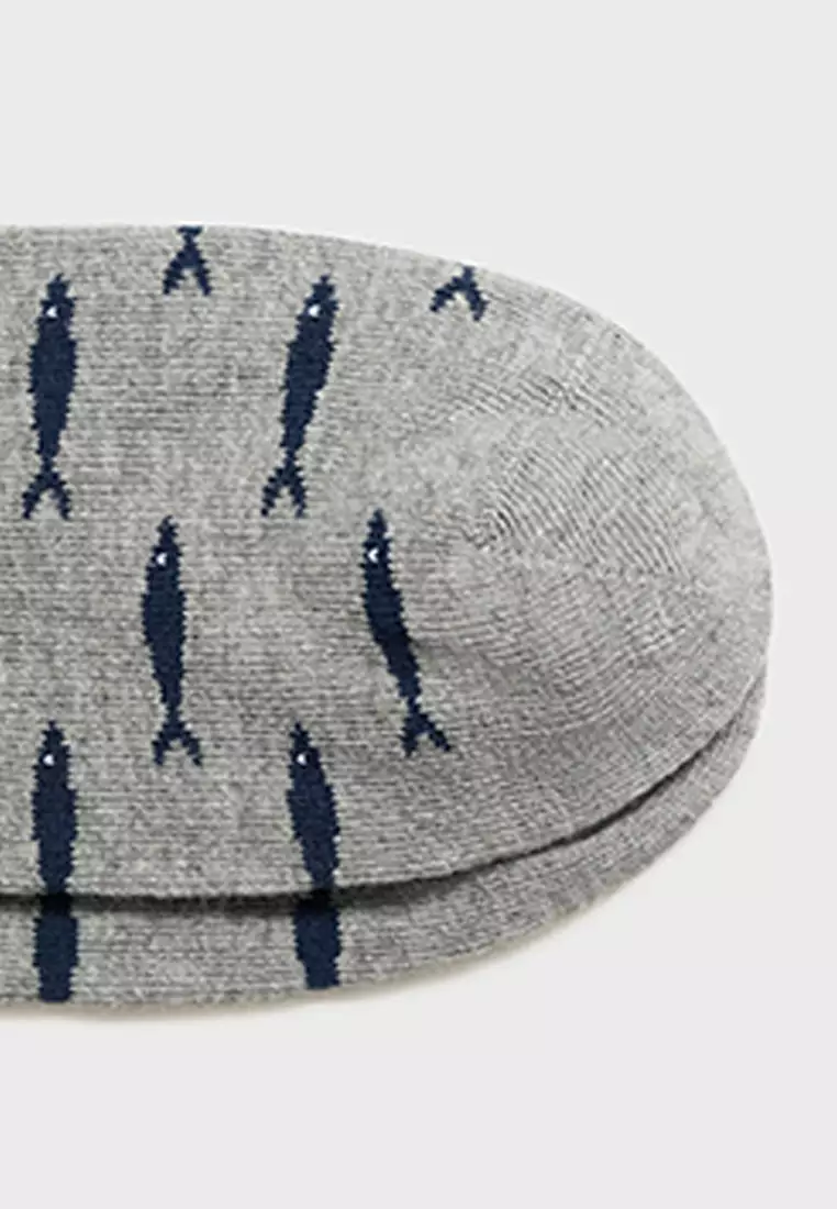 Buy MANGO Man Fish-Print Cotton Socks Online | ZALORA Malaysia