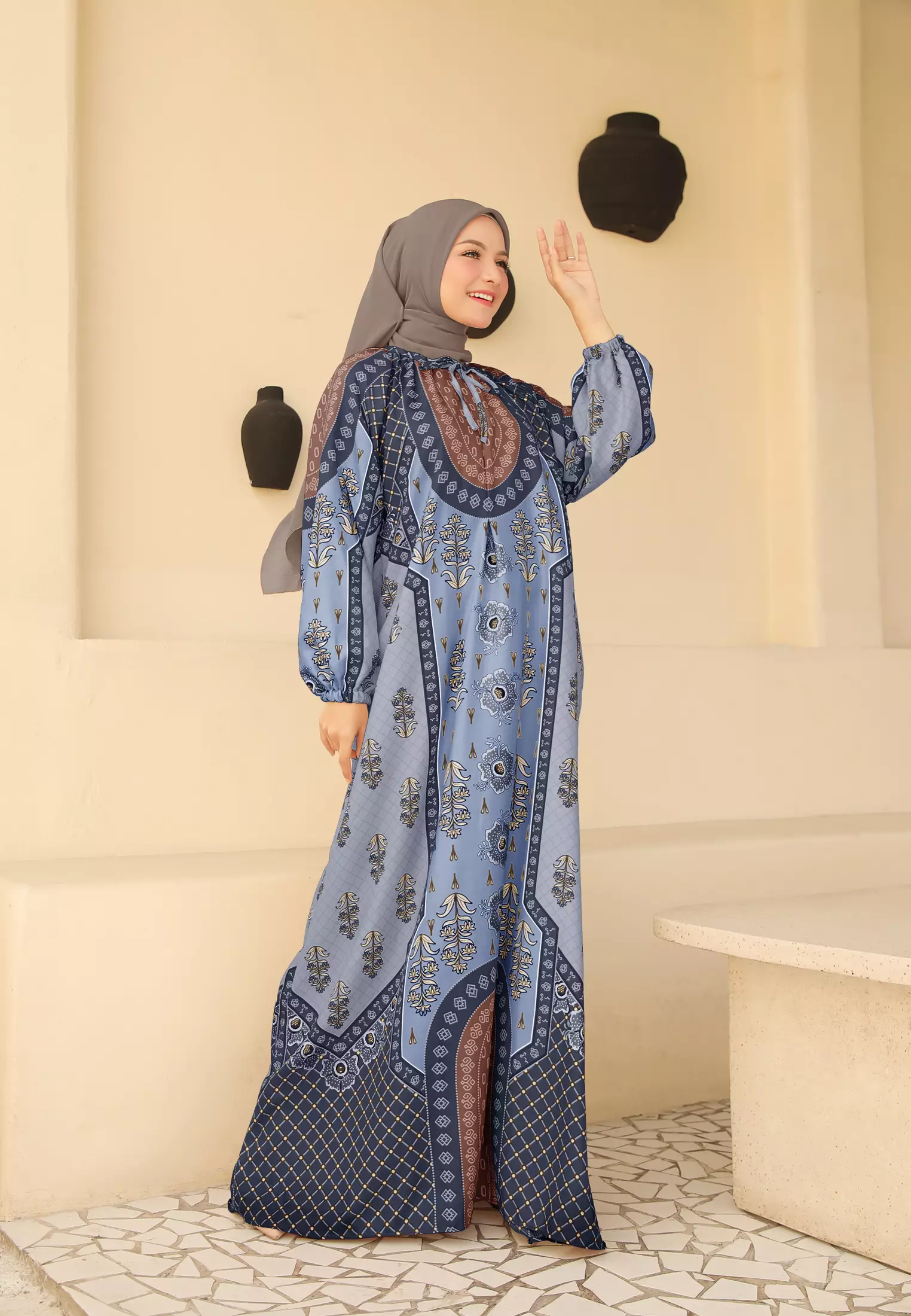 Jual COTTON BEE Cotton Bee - Aura Dress Motif Ethnic - Denim Classic ...