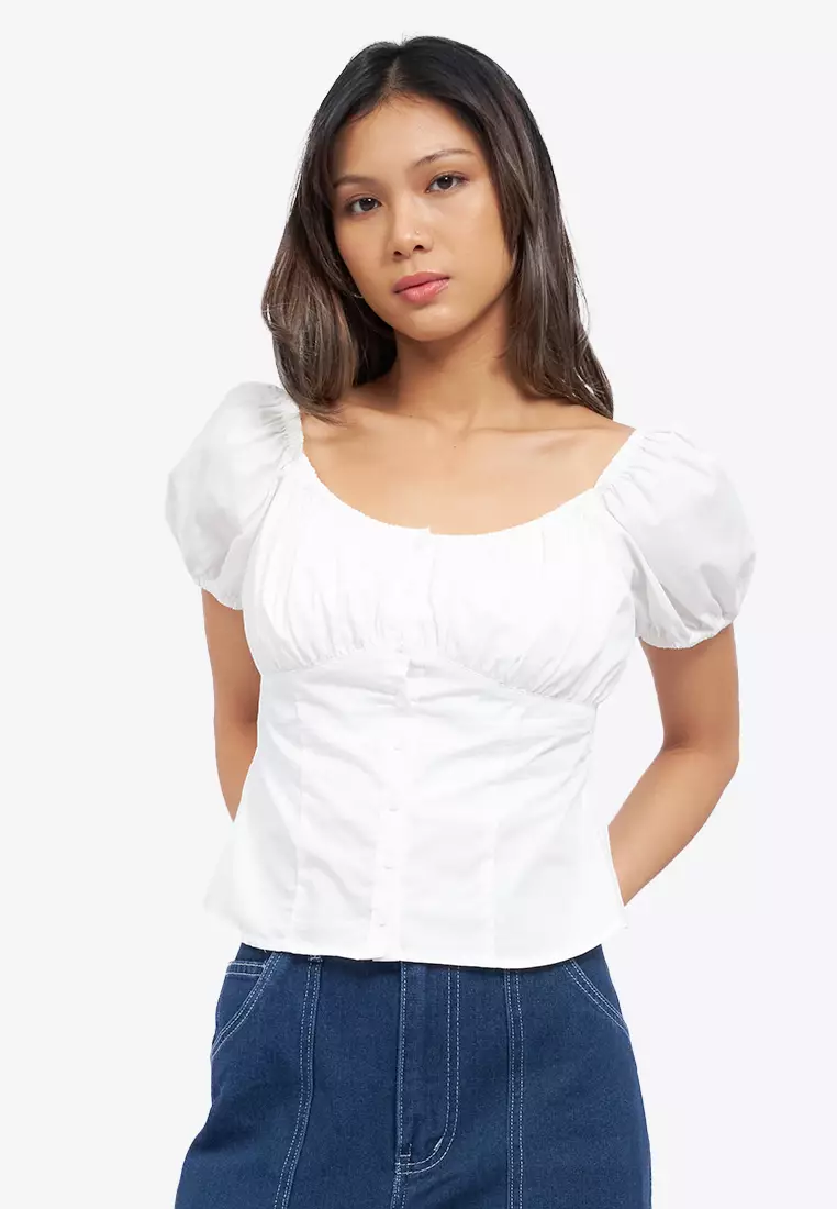 Jual COLORBOX Button Up Puff Sleeve Blouse Original 2025 | ZALORA Indonesia