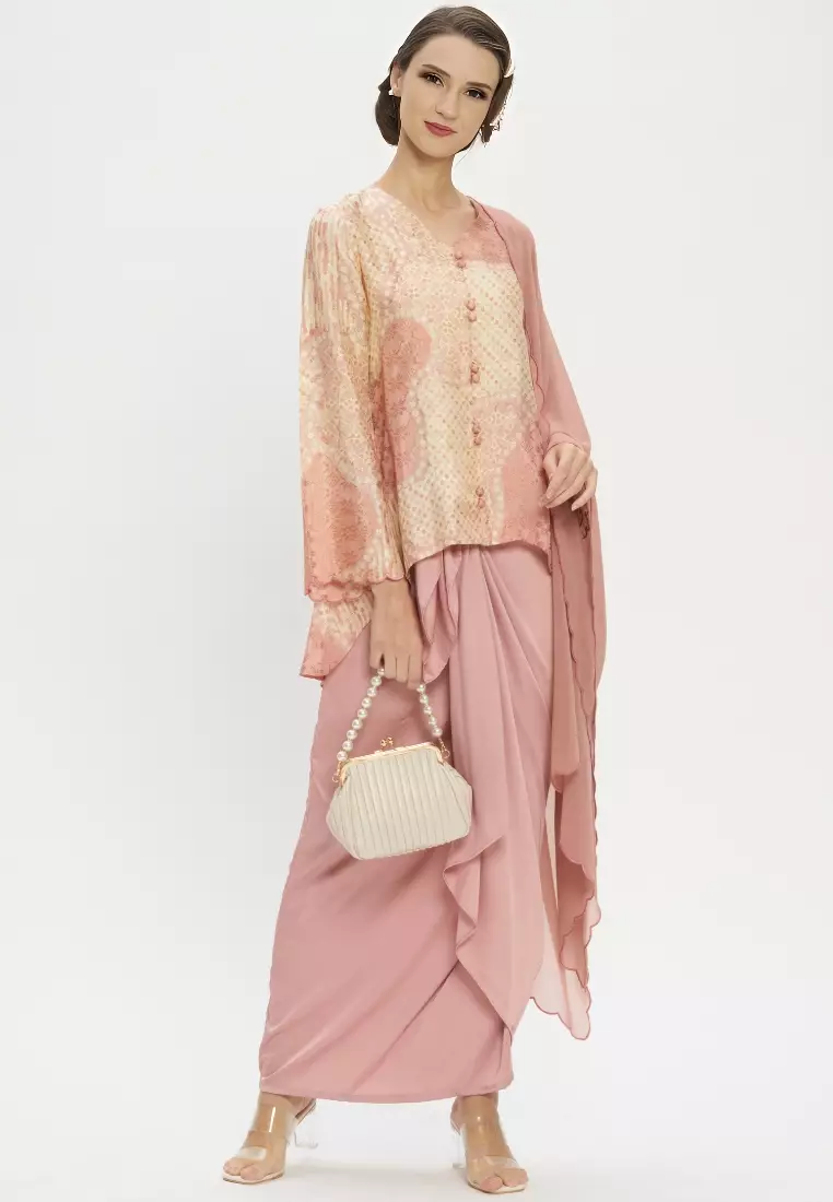 Buy Loveaisyah Premium Batik Pink Top & Wrap Skirt Modern Kurung Hari ...