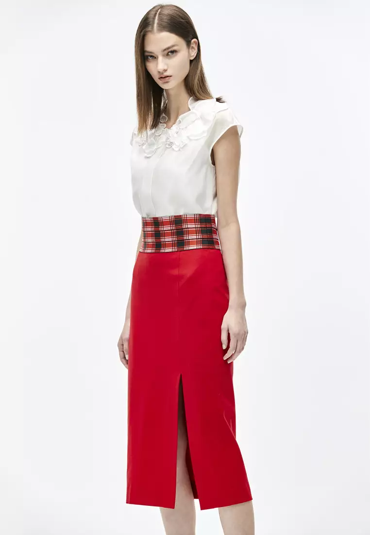 Buy Iroo High Waist Red Pencil Skirt 2024 Online Zalora Philippines