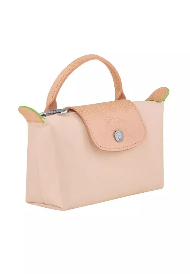 Jual Longchamp Le Pliage Green Pouch with Handle Fleur Original 2025 ...