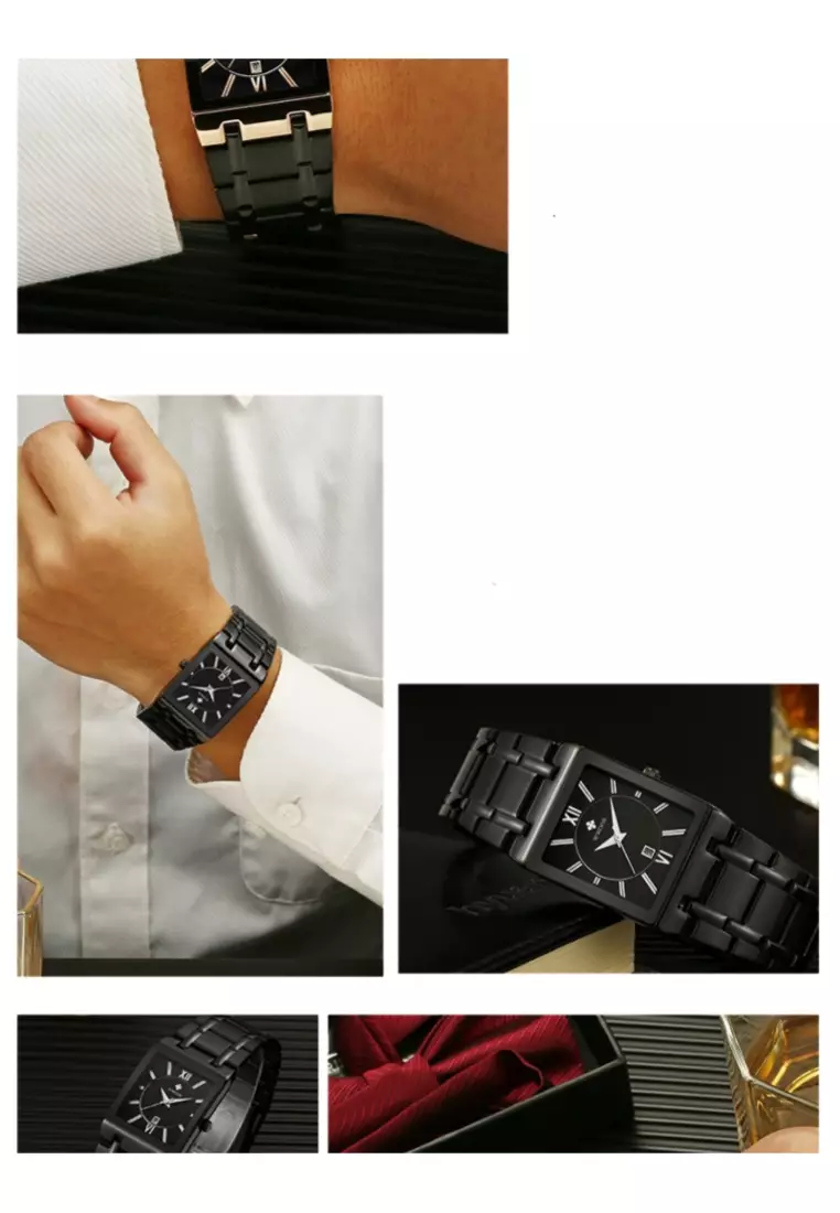 Buy OPCHIC Fully Automatic Non-mechanical Square Waterproof Men's Steel ...