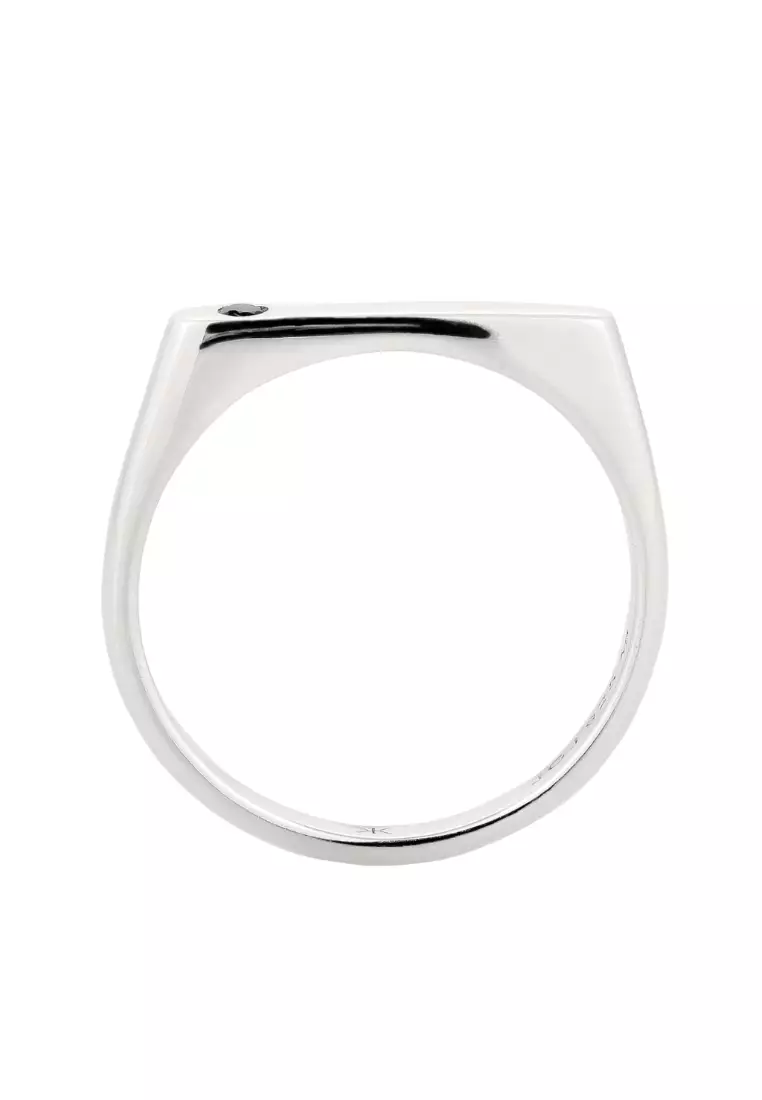Buy Kuzzoi Men's Silver Black Zirconia Signet Ring 2026 Online | ZALORA