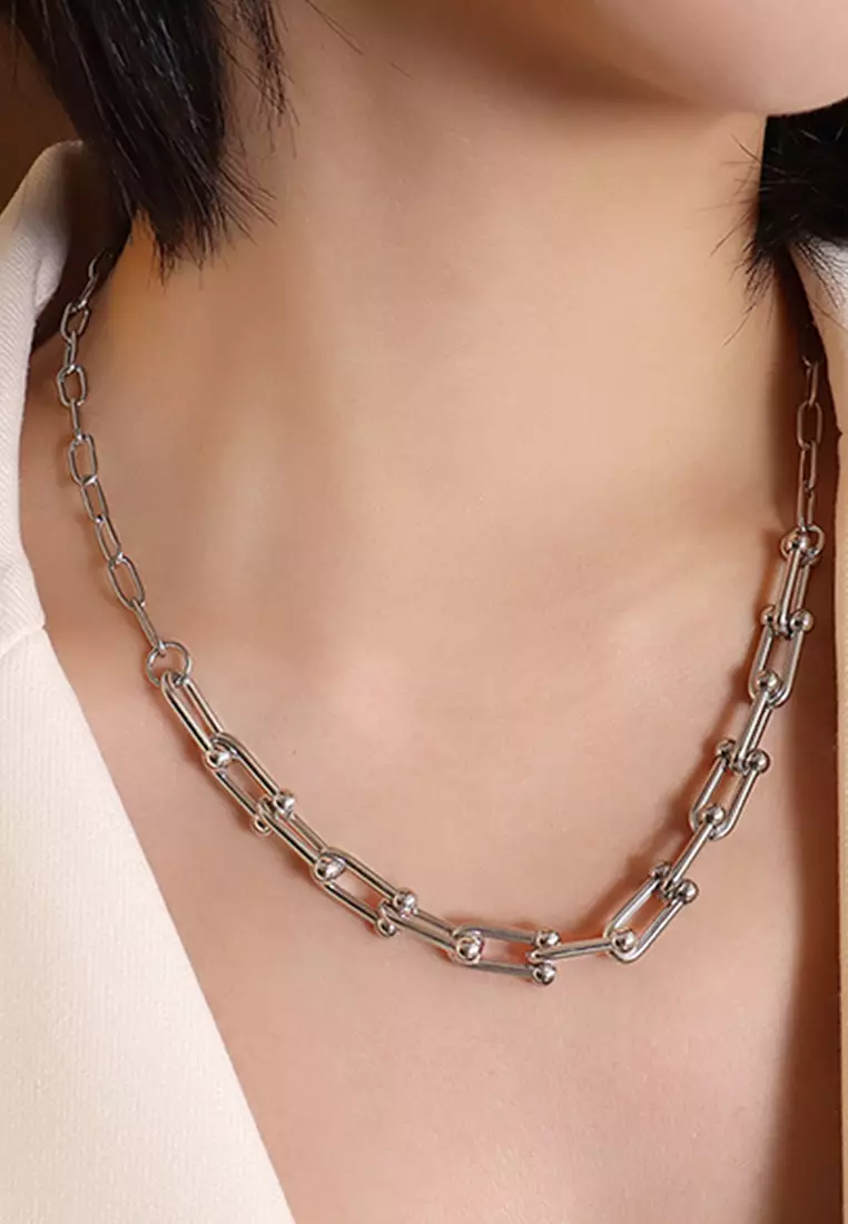 Buy Bullion Gold Lovelock U Link Chain Necklace White Gold 2025 Online ...