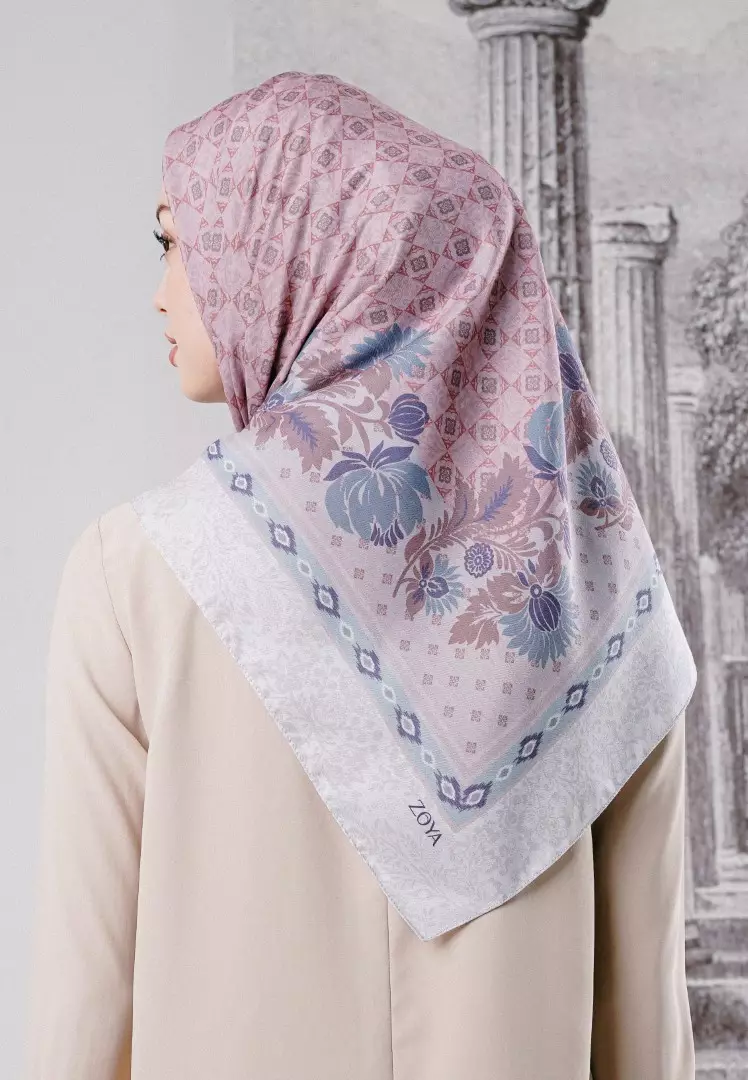 Jual ZOYA Zoya VENICA Scarf Dusty Pink - Kerudung Hijab Segiempat Motif ...