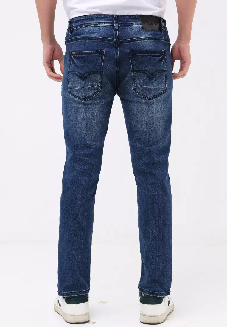 Buy Freego Mens Denim Long Slim Tapered Fit Stretch Jeans 2025 Online ...