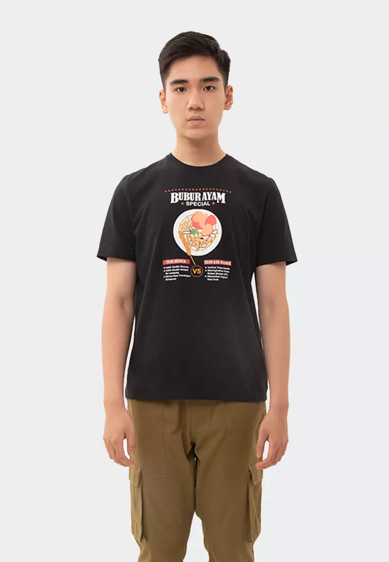 Jual Manzone MANZONE Kaos Pria Lengan Pendek - BUBUR AYAM-BLACK ...
