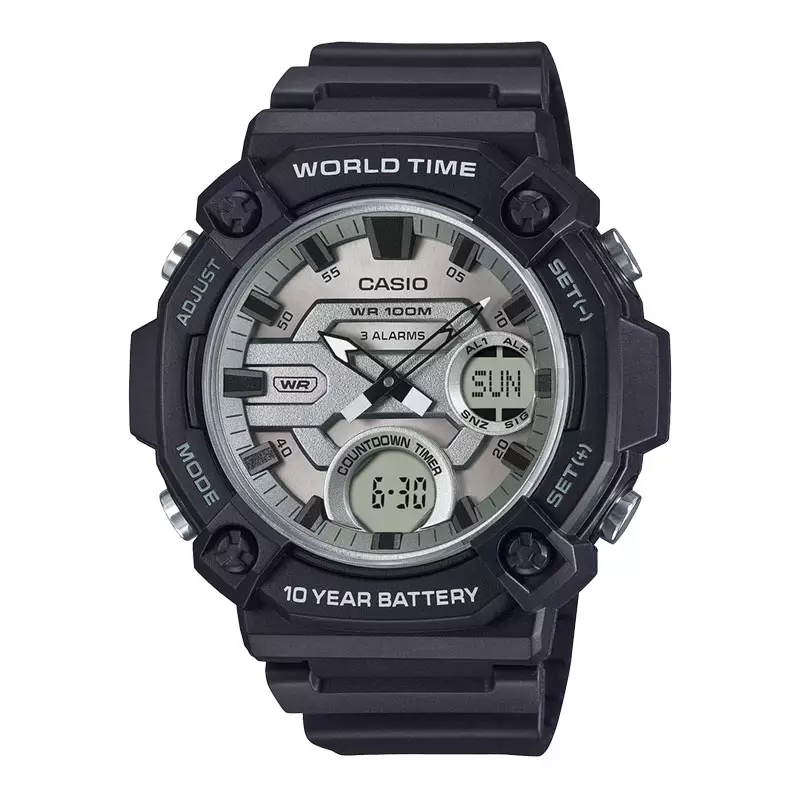 Jual CASIO Jam Tangan Pria Casio General AEQ-120W-7AVDF World Time Digital-Analog Dial Black ...
