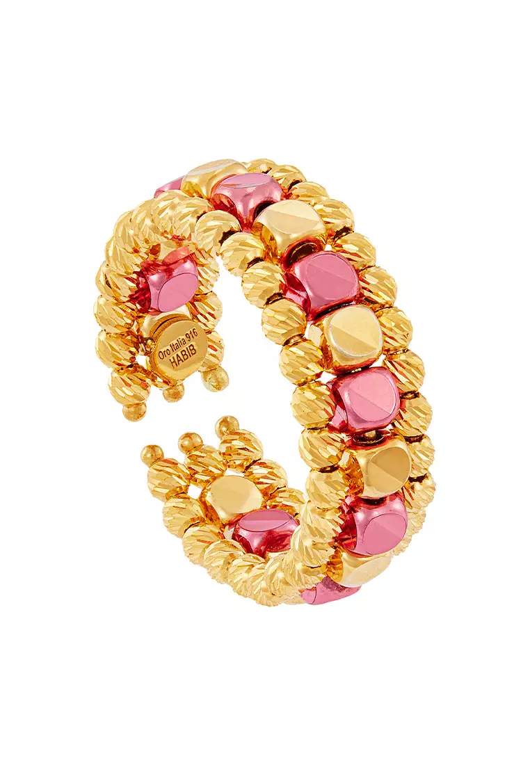 Buy HABIB HABIB CLARA | Oro Italia 916 Yellow Gold Ring GR58520425(PINK ...