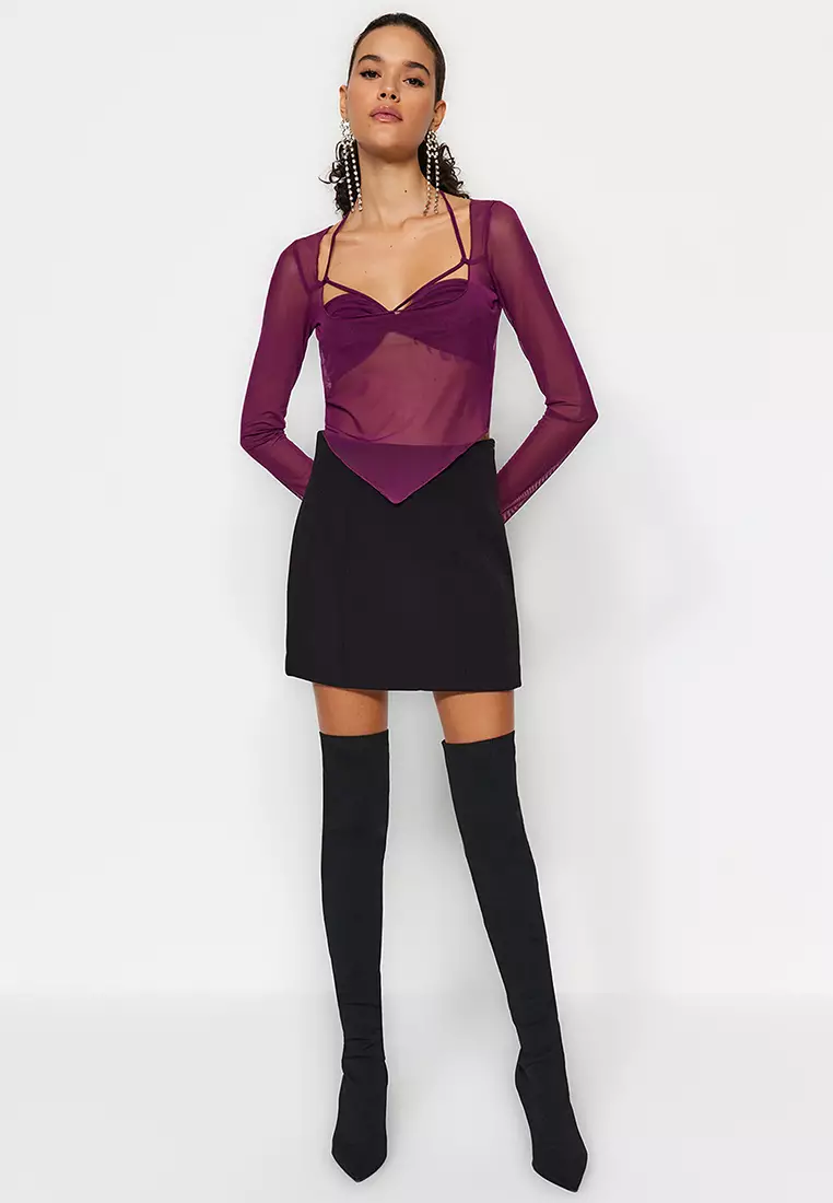 Buy Trendyol Long Sleeves Sheer Top Online | ZALORA Malaysia