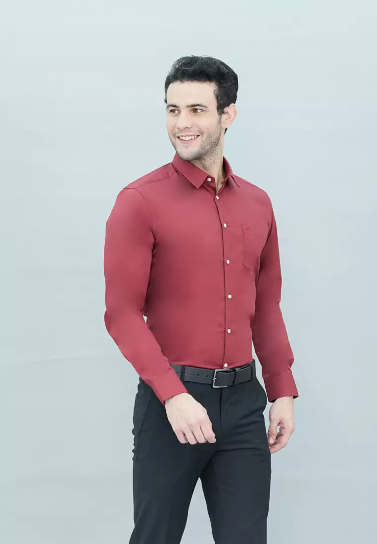 Jual Johnwin Johnwin - Kemeja Formal Pria Polos Warna Merah FSH.650.Q251.970.C LS Original 2025 ...