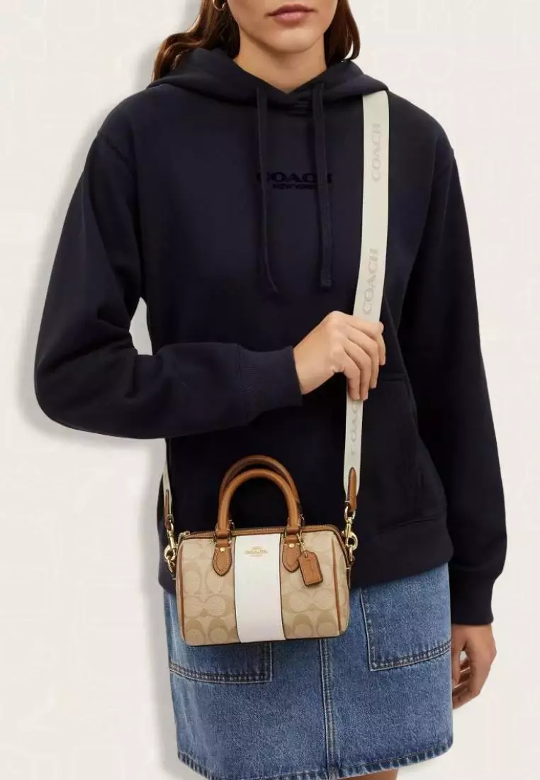Jual COACH Coach Mini Rowan Crossbody In Signature Canvas With Stripe ...