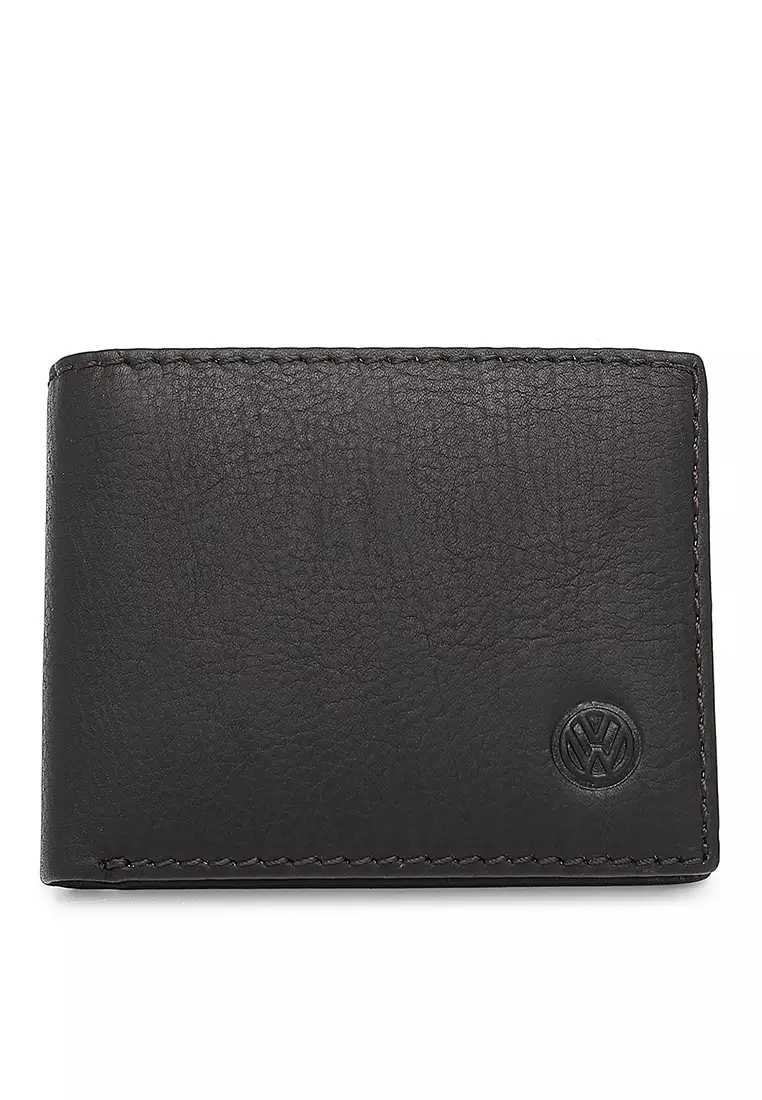 Buy Volkswagen Men's RFID Genuine Leather Bi Fold Center Flap Short ...