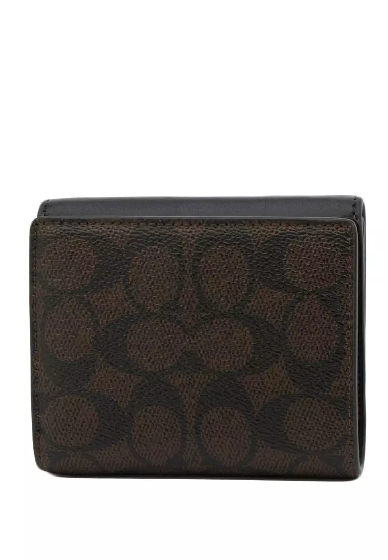 Buy Coach Eliza Small Wallet In Signature Canvas - Walnut/Black 2025 ...