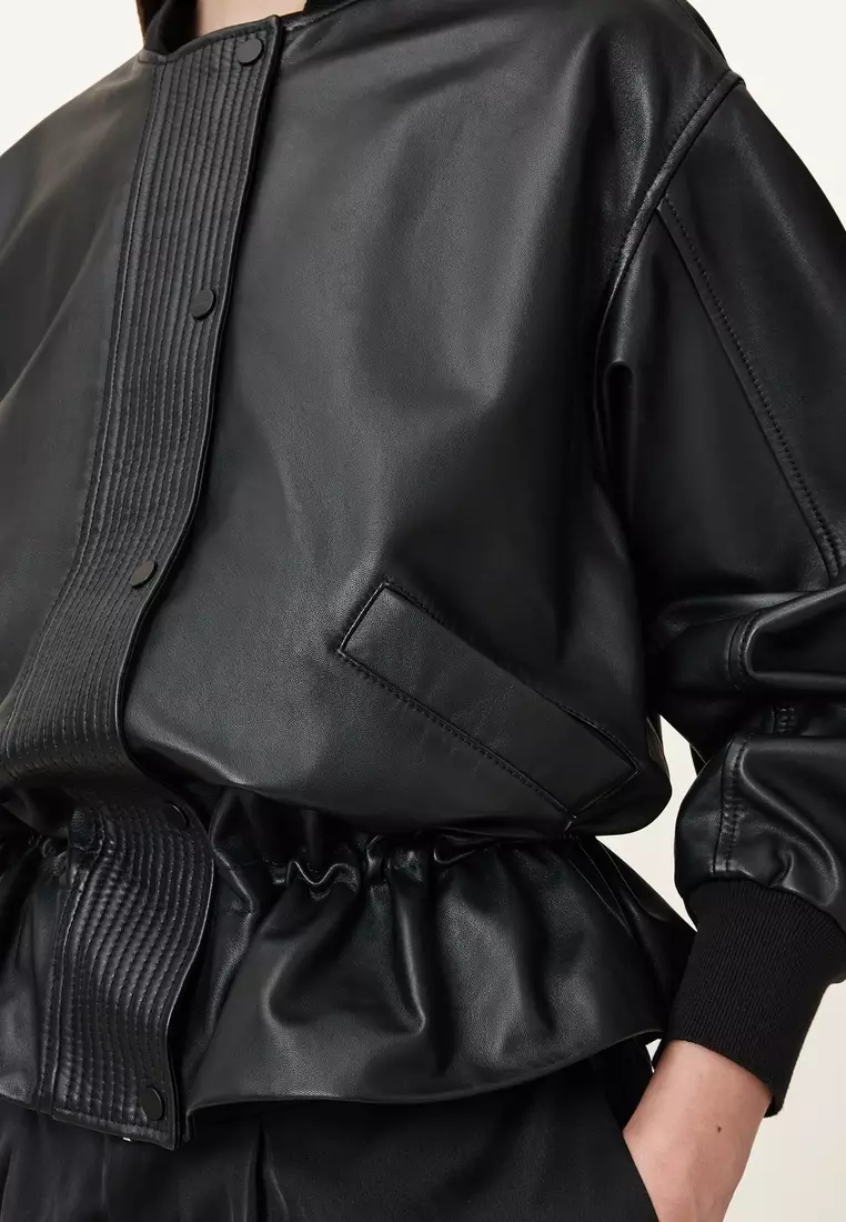 Buy AllSaints Sofi Drawstring Leather Bomber Jacket 2025 Online | ZALORA