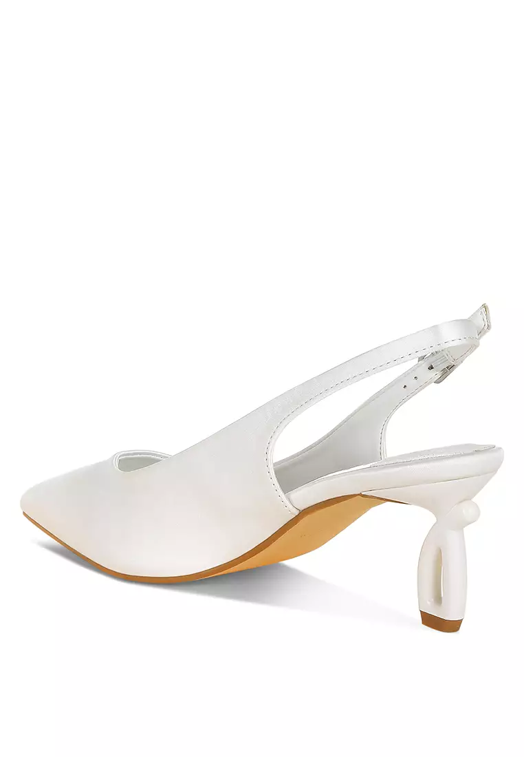 Buy London Rag Satin Pointed Toe Slingbacks in White 2025 Online | ZALORA