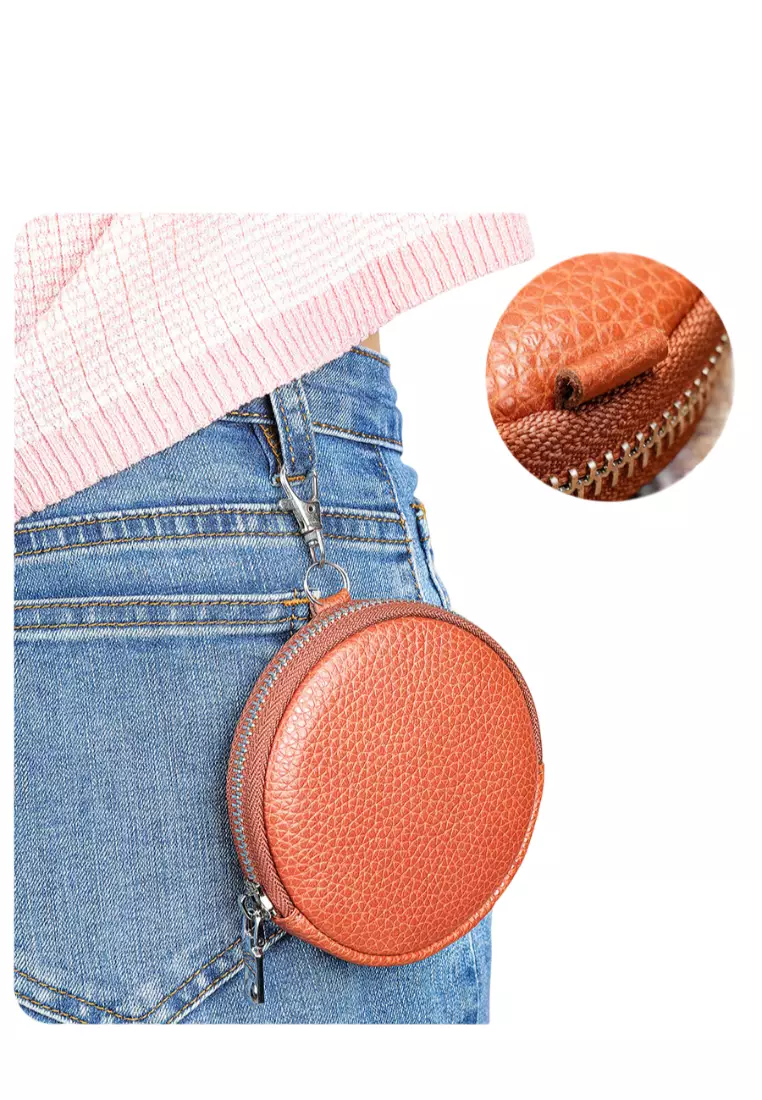 Buy Lara Genuine Leather Coin Purse, Women's Small Mini Cowhide Zipper ...