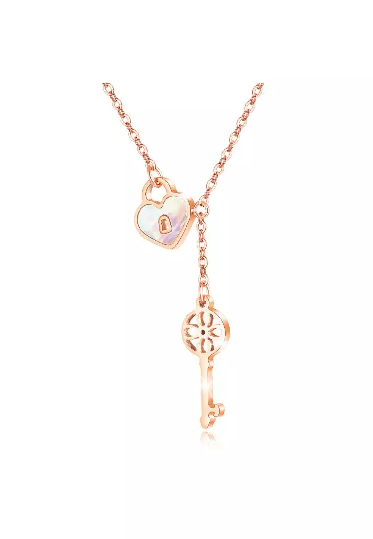 Buy Bullion Gold Flower pattern key & lock in Rose Gold Layered Steel ...