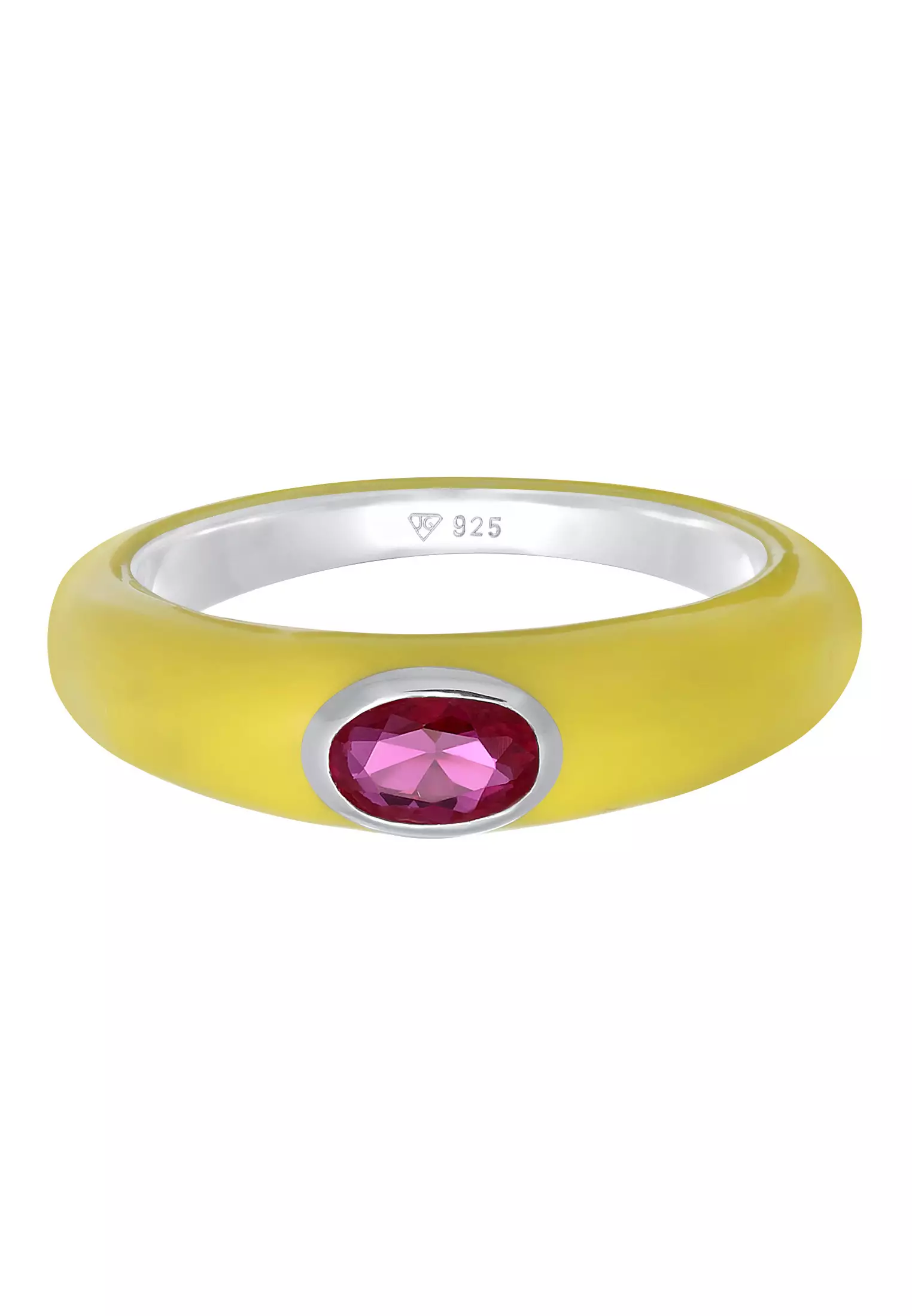 Buy ELLI GERMANY Sunny Enamel Dome Ring with Pink Ruby – 925 Silver ...