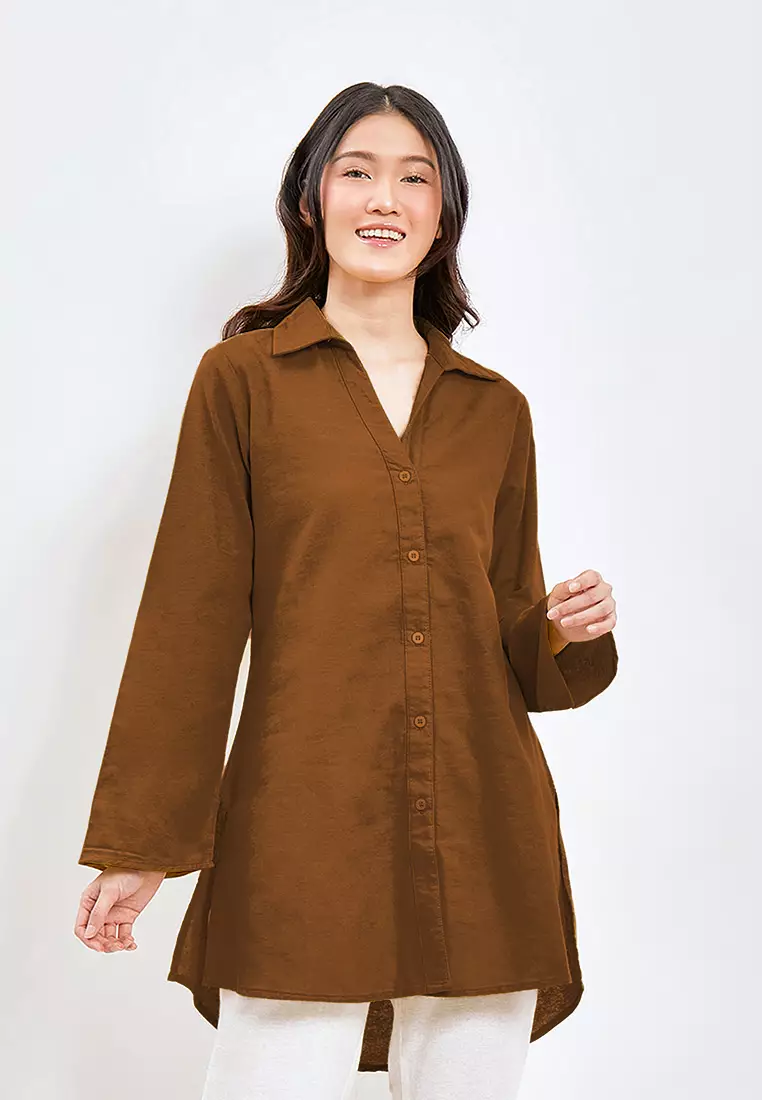 Jual Julia Owers Baju Blouse Wanita NARUMI - Dark Brown Original 2024 ...