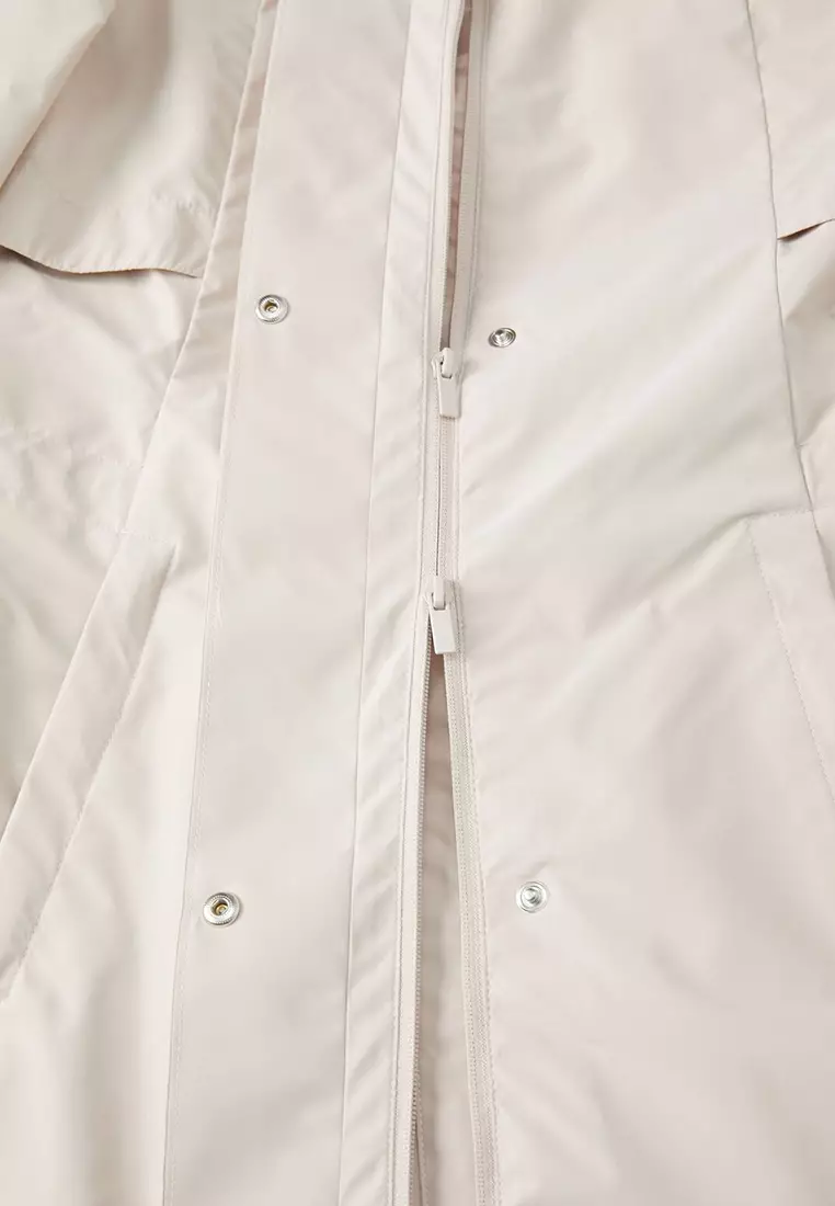 Jual KOTON Long Outdoor Coat Hooded Pocket Detailed Snap Fastener ...