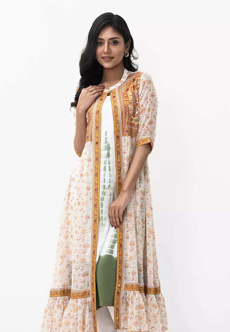Buy Le Reve Le Reve White Long Tunic with Shrug Online | ZALORA Malaysia