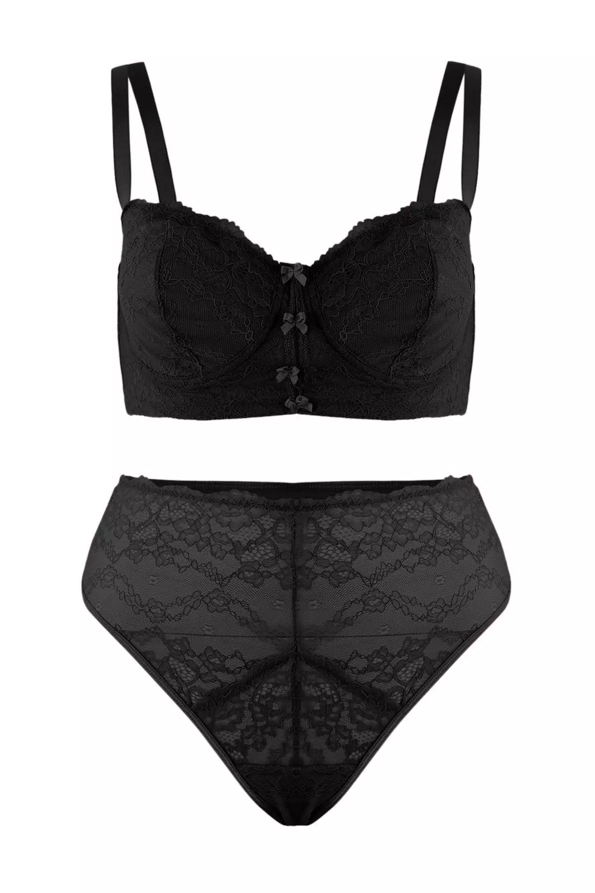 Buy Trendyol Black Underwire Lace Bottom Stretchy Plus Size Lingerie ...