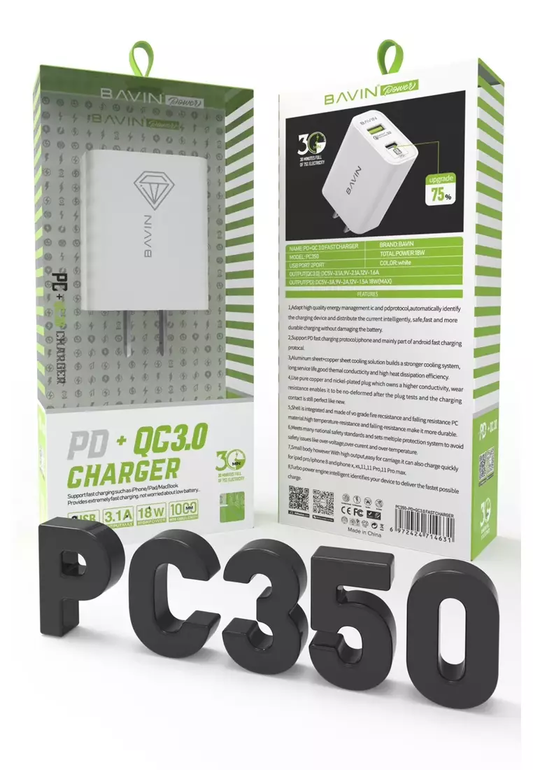 Buy BAVIN PC350 20W PD Fast Charger Phone Charger Adapter for iPhone 12 ...