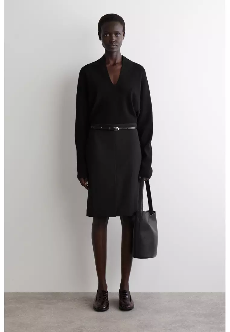 Buy COS DRAPED MERINO WOOL V-NECK JUMPER 2026 Online | ZALORA