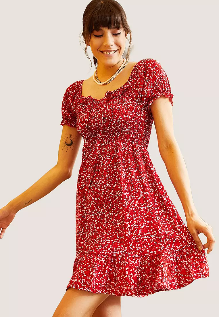 Buy Olalook Gimped Collar Tied Flared Dress 2025 Online | ZALORA ...