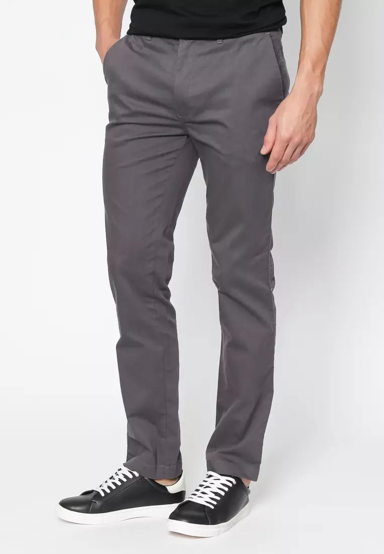 Jual Kent & Crew GREY BASIC CHINOS PANTS Original 2024 | ZALORA Indonesia