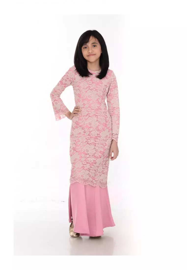 Buy BMO BMO Top Lace BAJU KURUNG MAWAR KIDS Dark Pink Online | ZALORA ...