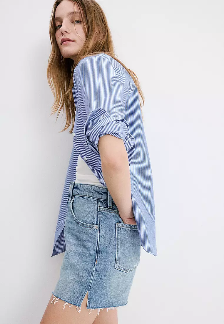 Buy Mango Denim Shorts With Frayed Hem 2026 Online | ZALORA Philippines