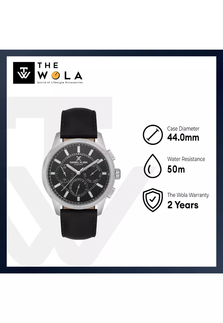 Buy Daniel Klein Men Chronograph Black Leather Watch DK.1.14209-2 ...