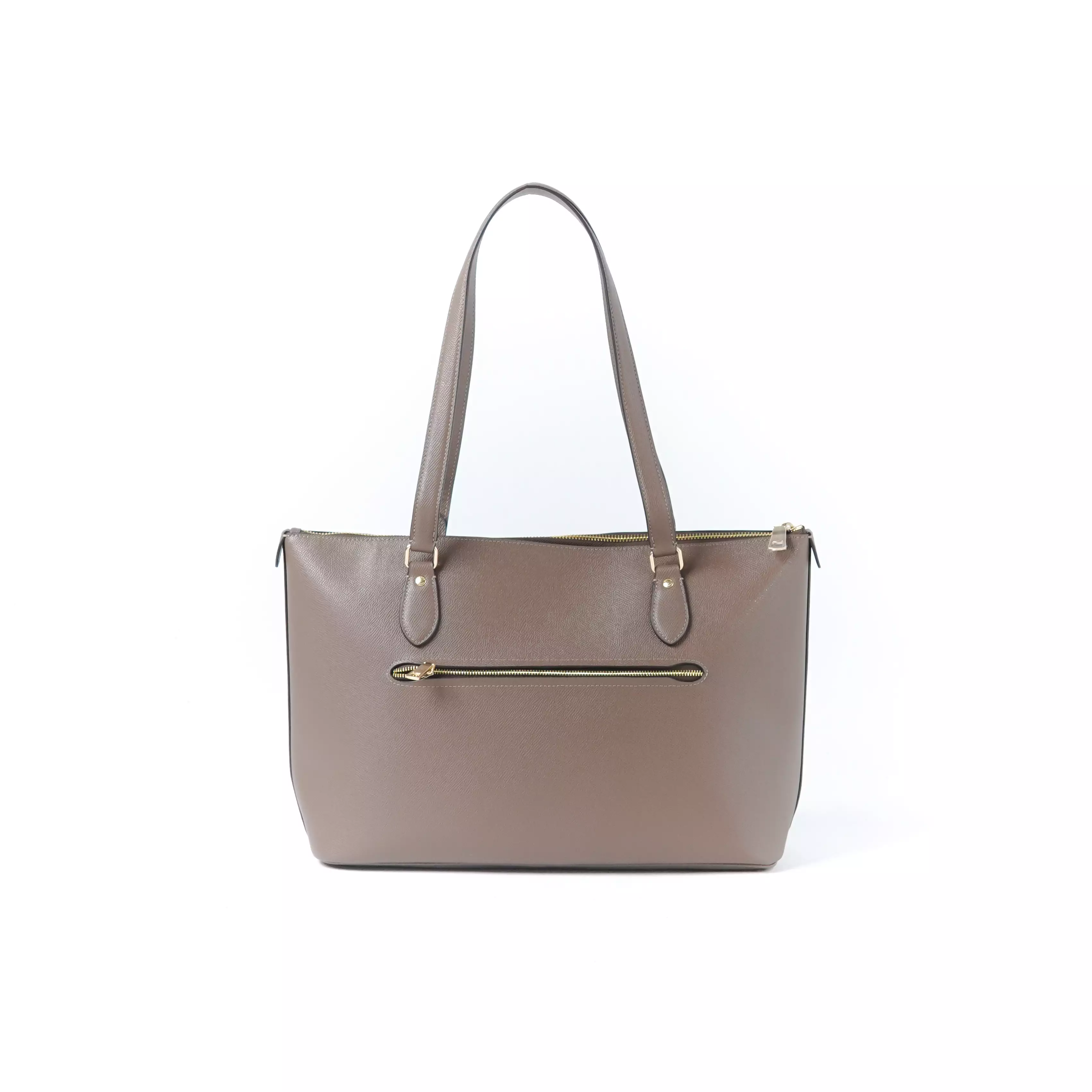 Jual Coach Tas COACH GALLERY GHW TAUPE LEATHER COATED ZIP TOTE BAG 100% ...