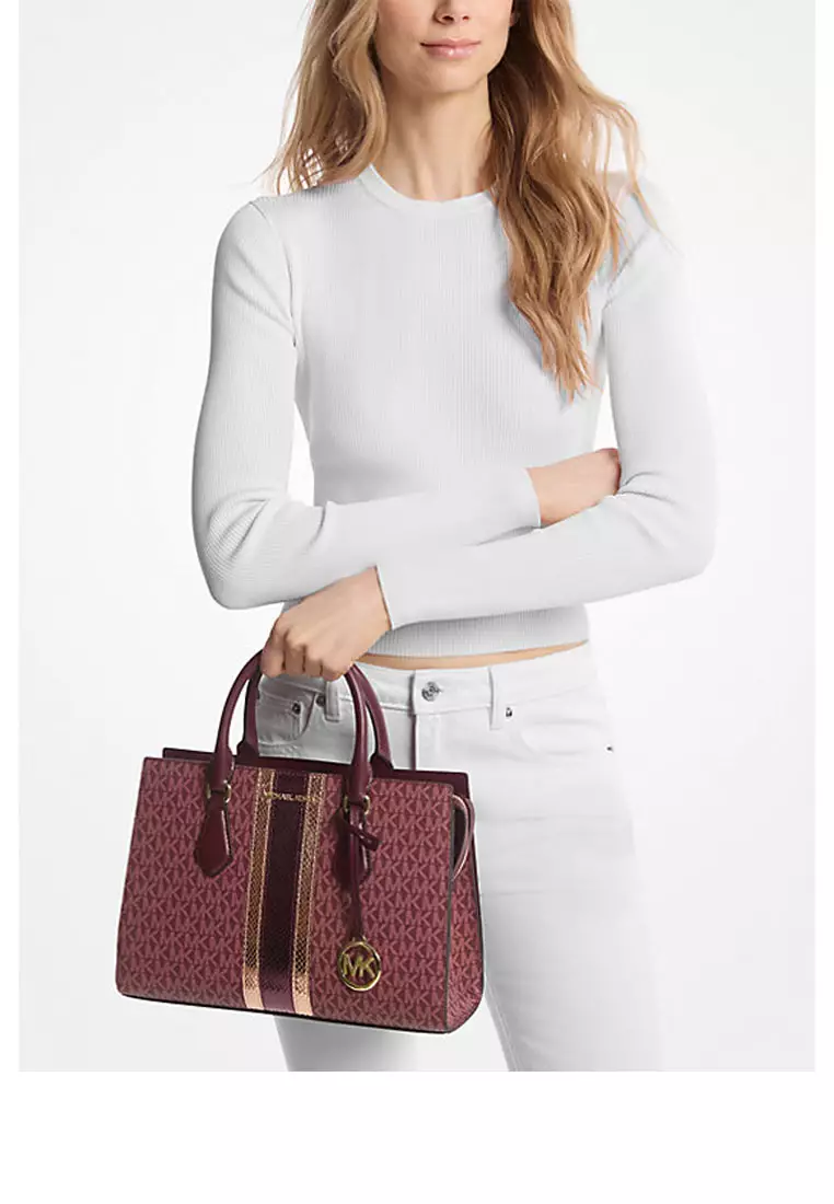 Buy MICHAEL KORS Sheila Medium Signature Logo and Metallic Satchel 2024 Online | ZALORA Philippines