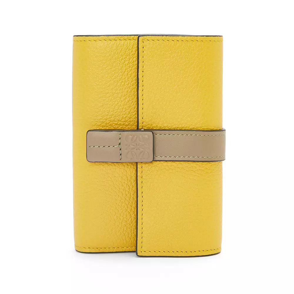 Jual LOEWE Small Vertical Wallet Grained Yellow/Clay Green Original ...