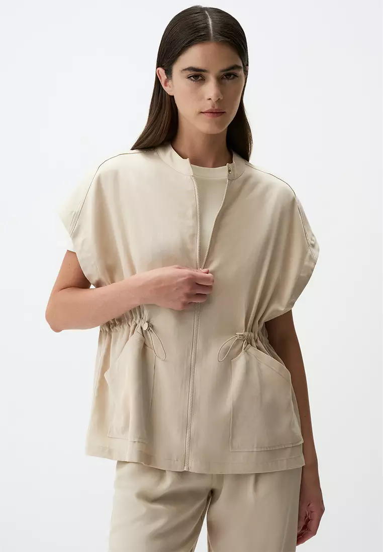 Buy Jimmy Key Jimmy Key Stone Loose Fit Open Collar Waist Elasticized ...