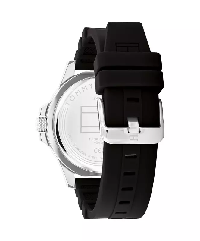 Jual Tommy Hilfiger Watches Ryan Black Silver Rubber Strap Original ...