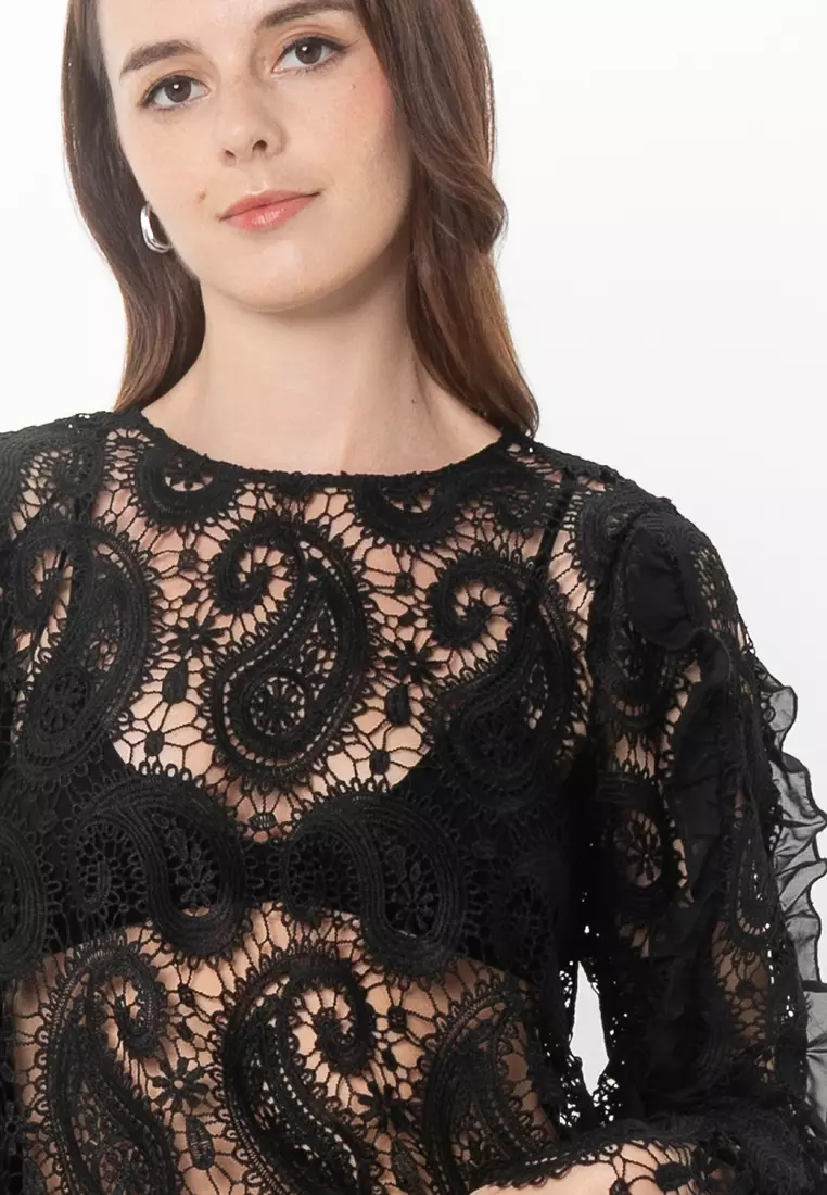 Buy ONLY Hallie Long Sleeve Lace Top Online | ZALORA Malaysia