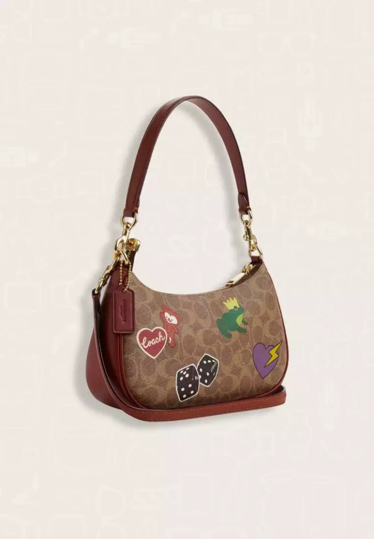 Jual Coach Coach Teri Shoulder Bag In Signature Canvas With Sticker ...