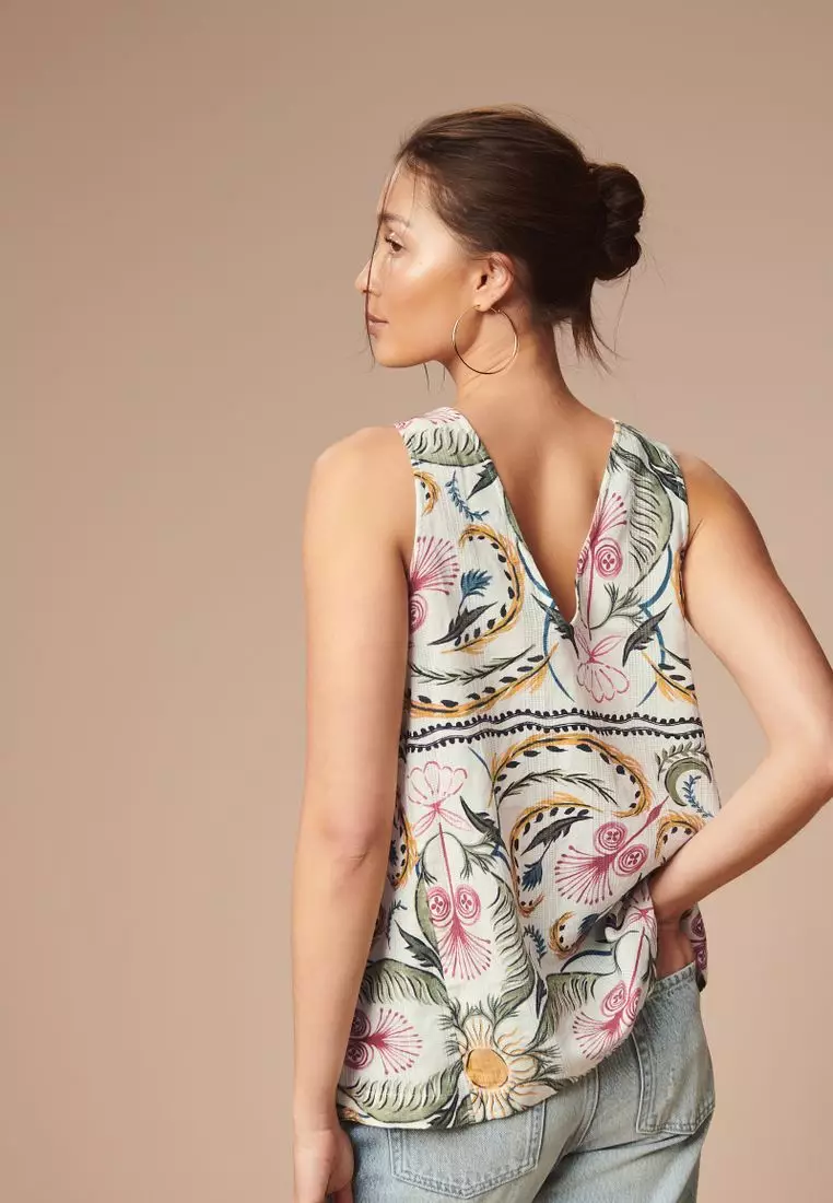 Buy NEXT Linen Blend V-Neck Summer Top Online | ZALORA Malaysia