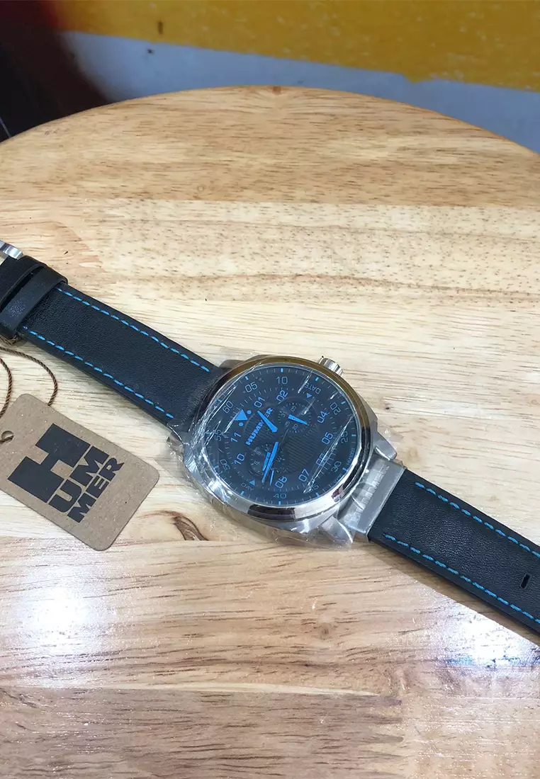 Jual Hummer Hummer Jam Tangan Analog Pria Silver Case Black Leather ...