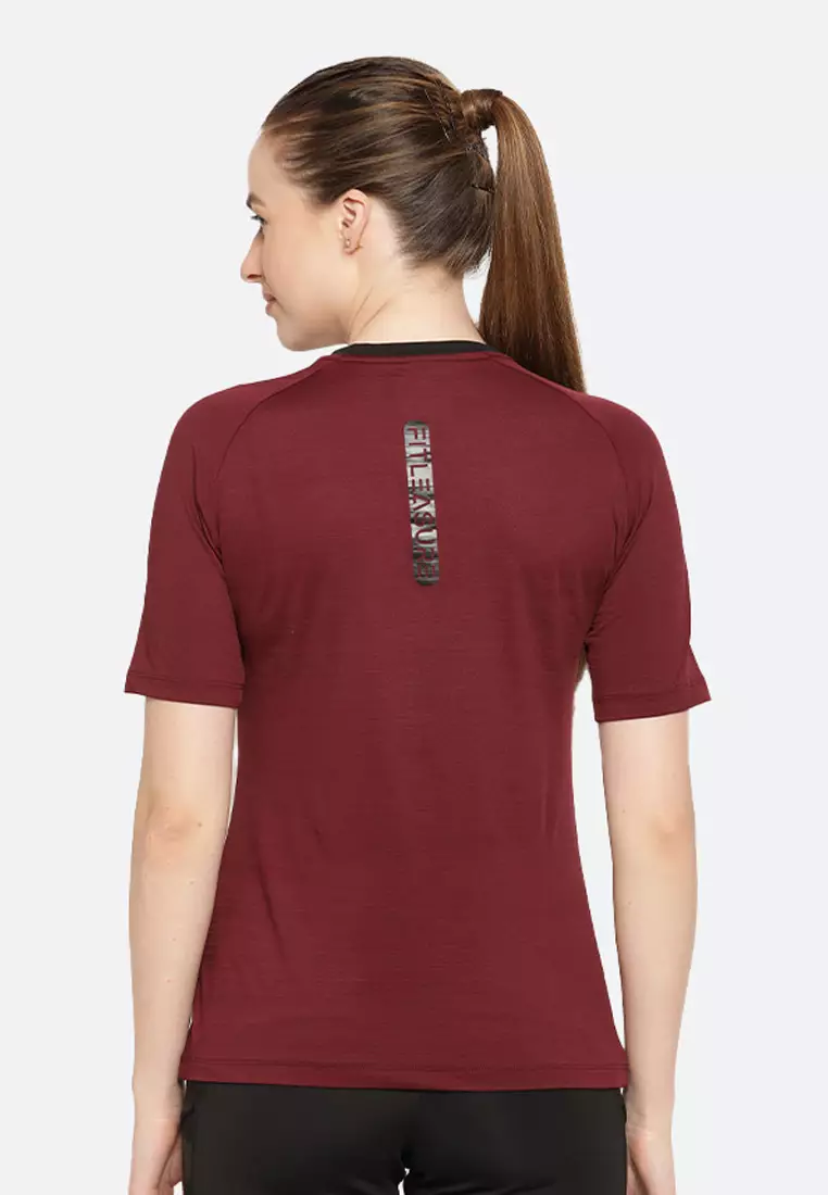 Fitleasure Maroon Workout/Training Athletic Top 2025 | Buy Fitleasure ...