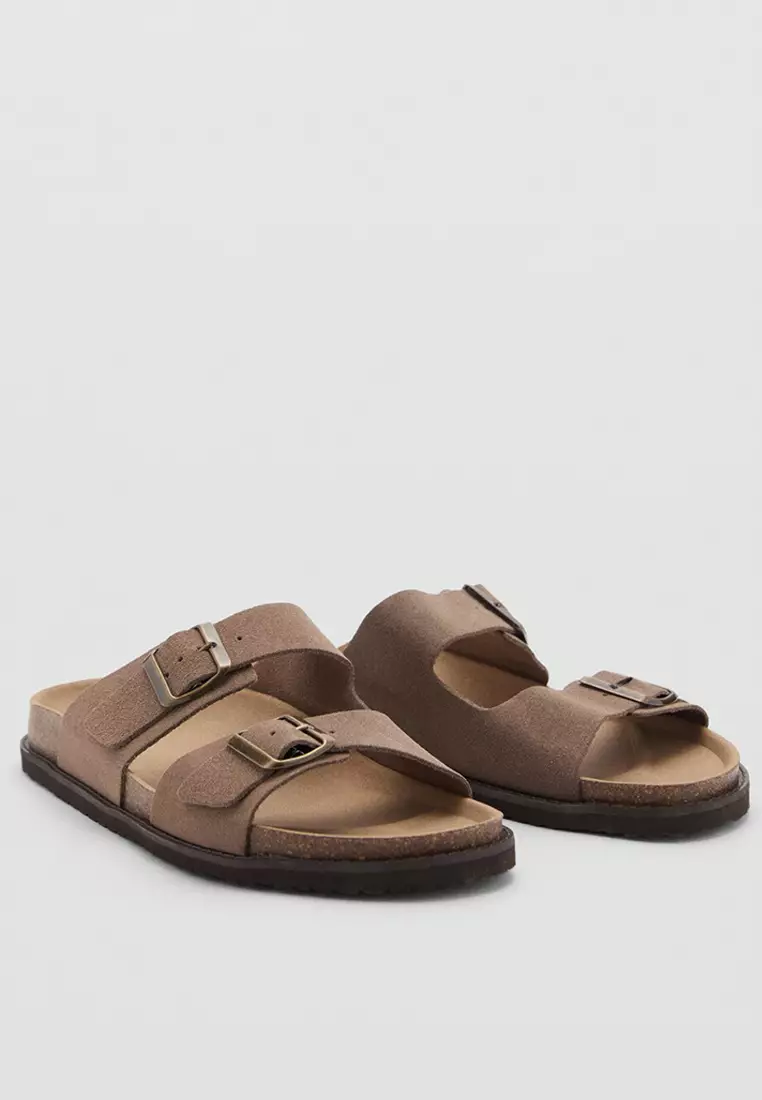 Jual MANGO Man Buckle Leather Sandals Original 2026 | ZALORA Indonesia