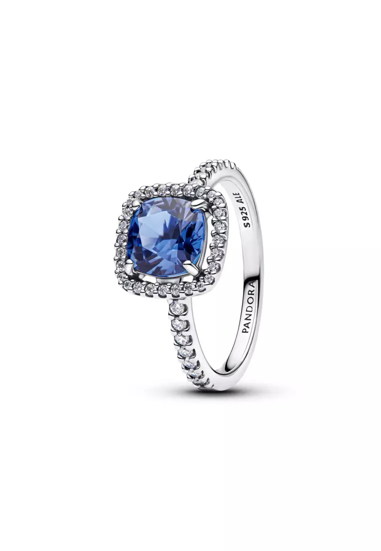 Buy PANDORA Pandora Sparkling Square Blue Halo Statement Ring Online ...