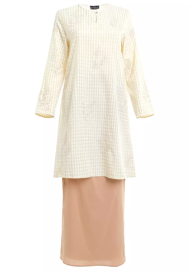 Buy POPLOOK PREMIUM Ratu Blouse & Skirt - Beige Check/Beige Online ...